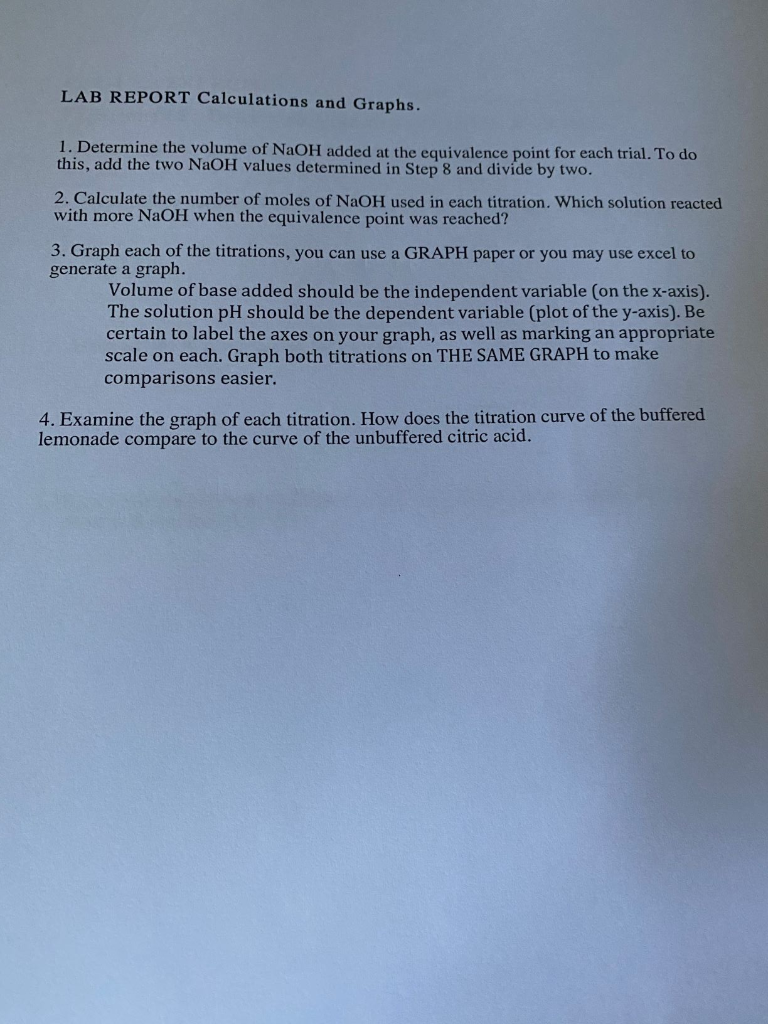 Solved LAB REPORT Calculations and Graphs. 1. Determine the | Chegg.com