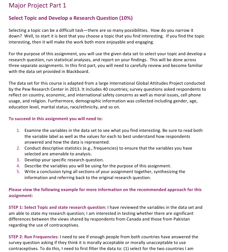 Solved Major Project Part 1 ﻿Select Topic and Develop a | Chegg.com