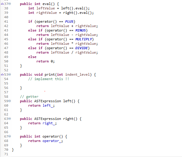 Solved Implement "public void print(int indent_level)" | Chegg.com