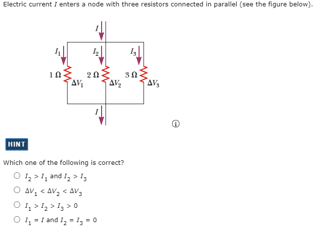 Solved Electric current I enters a node with three resistors | Chegg.com