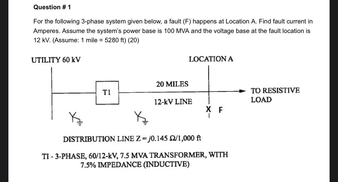 Solved For the following 3-phase system given below, a fault | Chegg.com