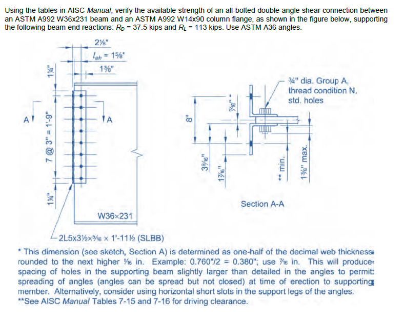 Using the tables in AISC Manual, verify the available | Chegg.com