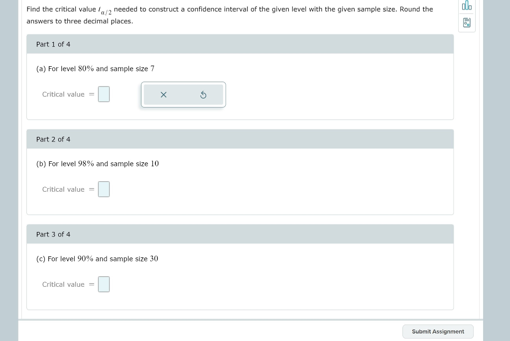 Solved Find the critical value 1/9 needed to construct a | Chegg.com