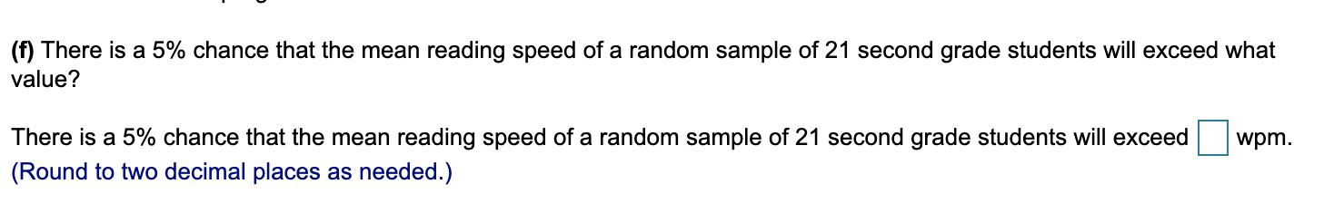 Solved The reading speed of second grade students in a large | Chegg.com