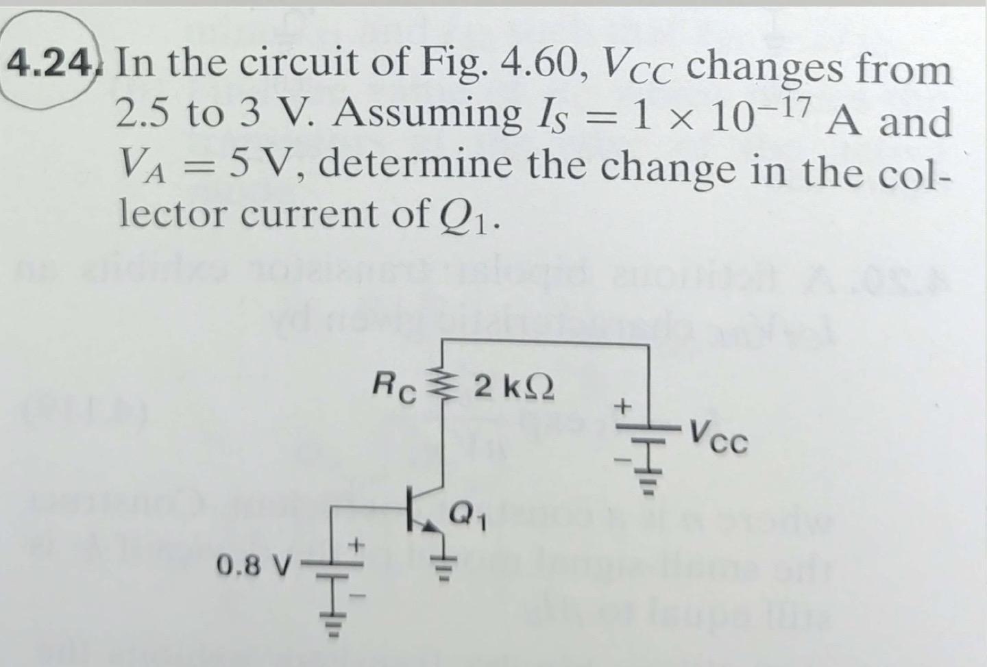 Solved 24. In the circuit of Fig. 4.60, VCC changes from 2.5 | Chegg.com