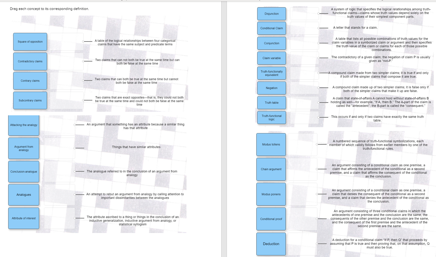 Solved Please match each concept to its corresponding | Chegg.com