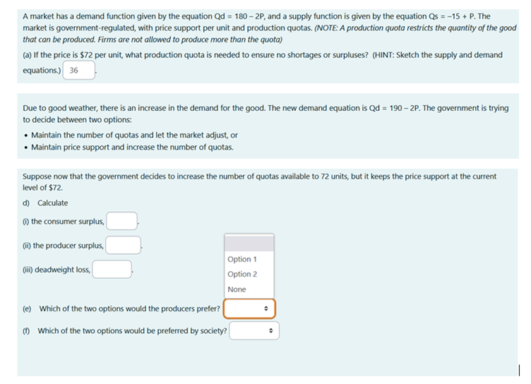 Solved A market has a demand function given by the equation | Chegg.com
