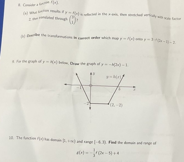 Solved 8. Consider a function f(x). (a) What function | Chegg.com