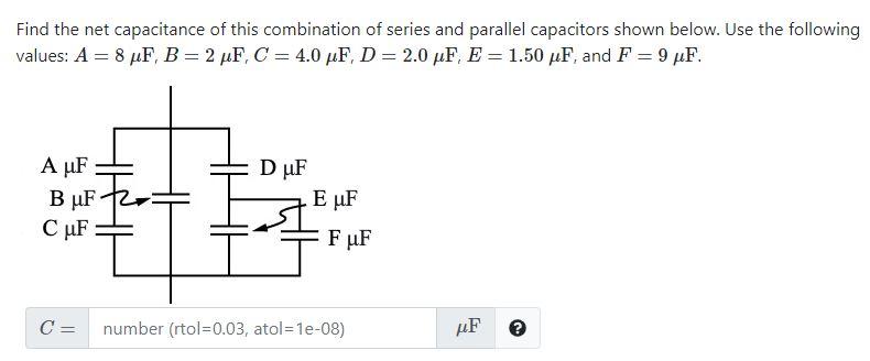 Solved Find the total capacitance of this combination of | Chegg.com