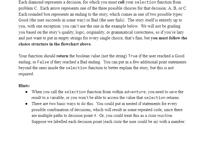 Solved Problem D. (10 points) Text Adventure Game Using the | Chegg.com