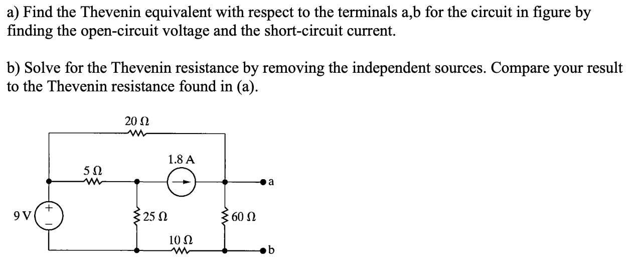 Solved a) ﻿Find the Thevenin equivalent with respect to the | Chegg.com