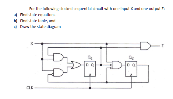Solved For the following clocked sequential circuit with one | Chegg.com
