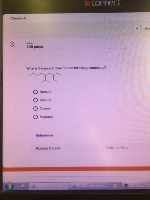 Solved What is the parent chain for the following compound? | Chegg.com