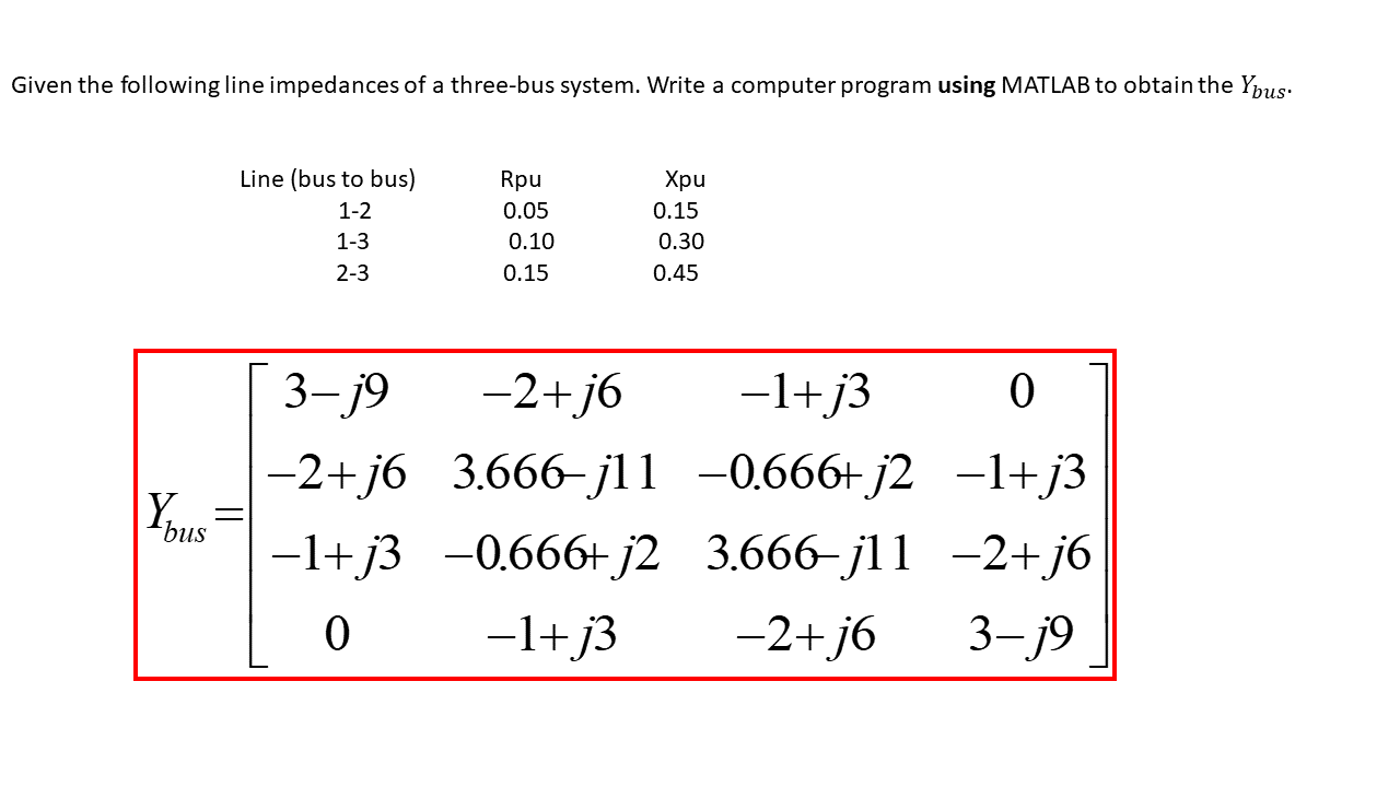 Solved Given the following line impedances of a three-bus | Chegg.com