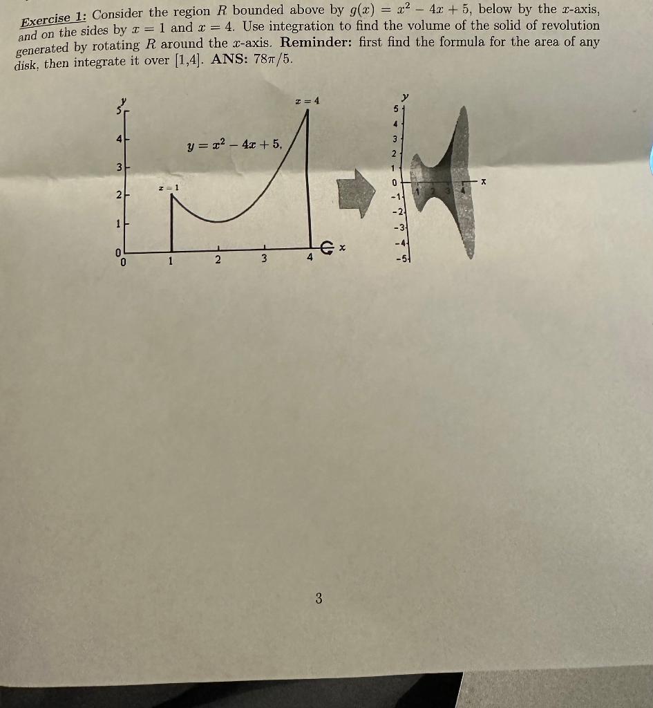 Solved Exercise 1: Consider the region R bounded above by | Chegg.com