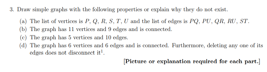 Solved 3. Draw simple graphs with the following properties | Chegg.com