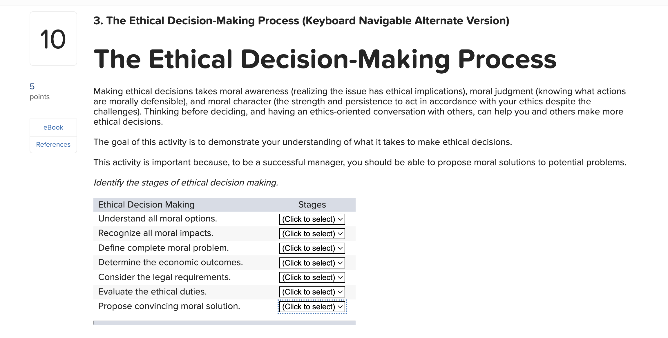 Solved The Ethical Decision-Making Process (Keyboard | Chegg.com