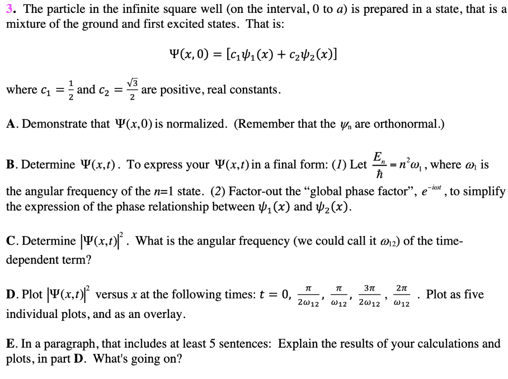 Solved 3. The particle in the infinite square well (on the | Chegg.com