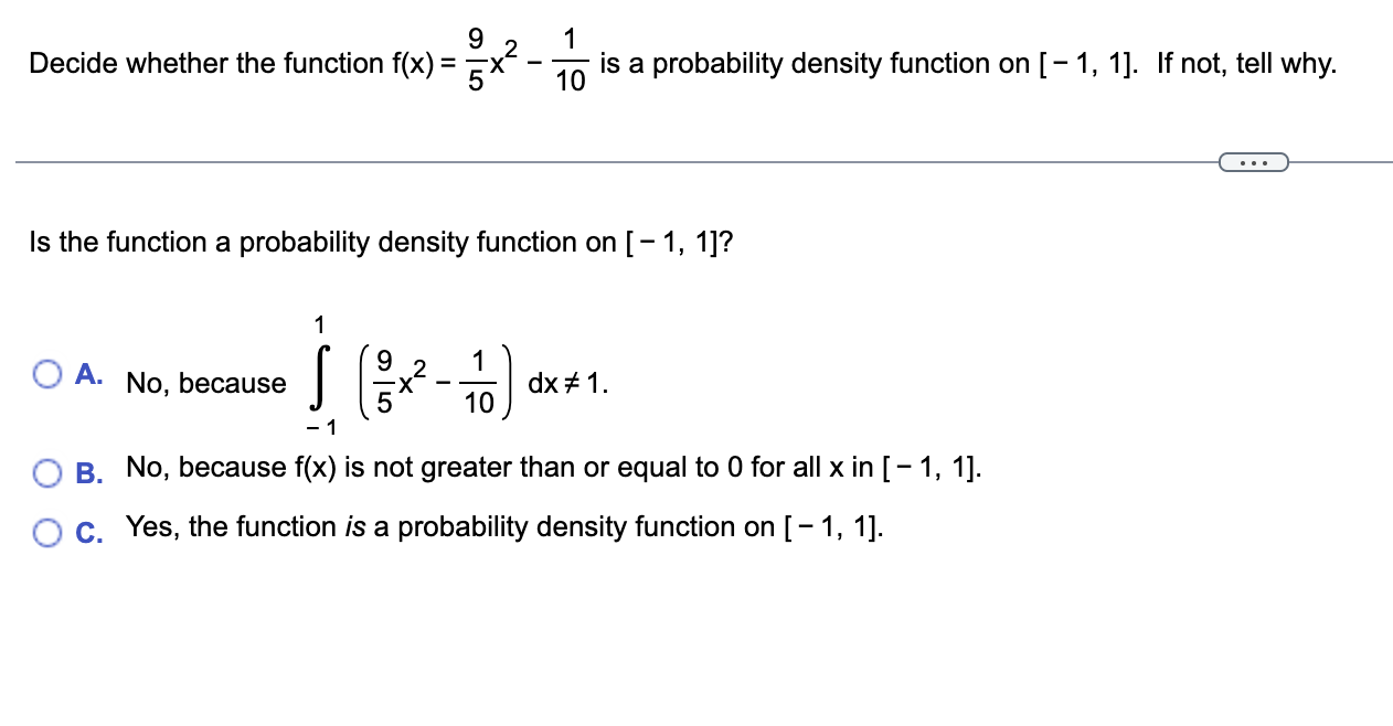 Solved Decide whether the function f(x)=59x2−101 is a | Chegg.com