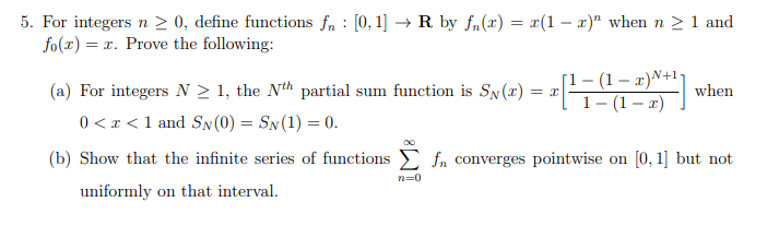 Solved For integers n ≥ 0, define functions fn : [0, 1] → R | Chegg.com