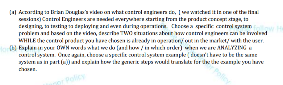 Solved (a) According to Brian Douglas's video on what | Chegg.com