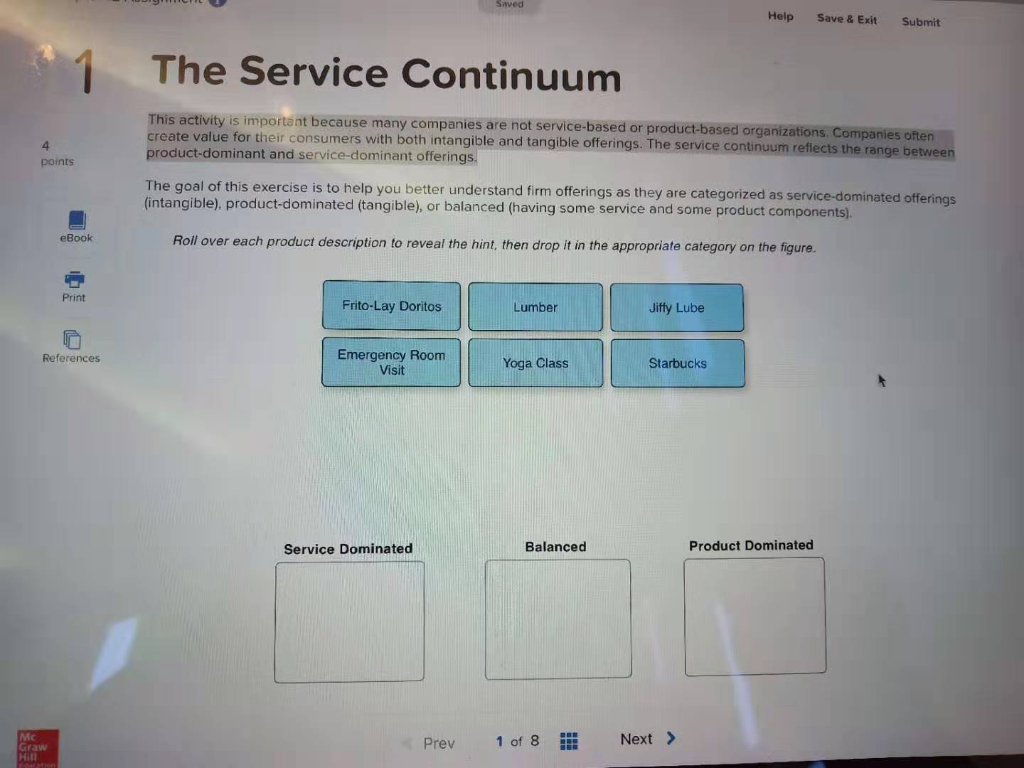 Solved Saved Help Save & Exit Submit The Service Continuum | Chegg.com