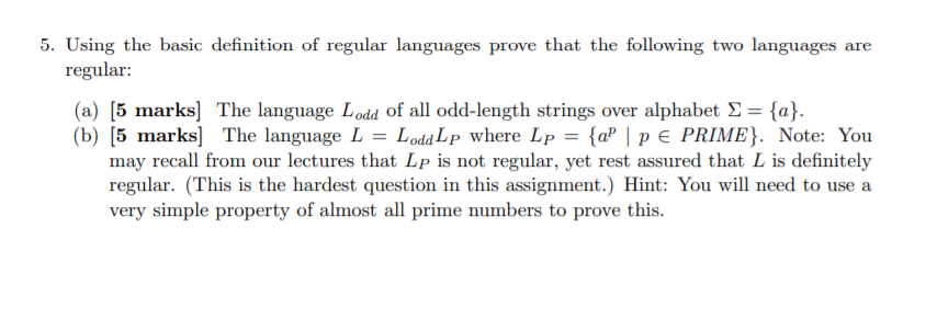 Solved 5. Using the basic definition of regular languages | Chegg.com
