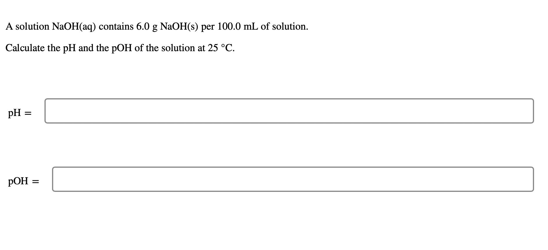 Solved A solution NaOH(aq) contains 6.0 gNaOH(s) per 100.0 | Chegg.com