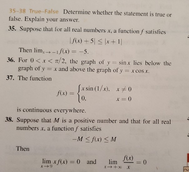 Solved 35-38 True-False Determine whether the statement is | Chegg.com
