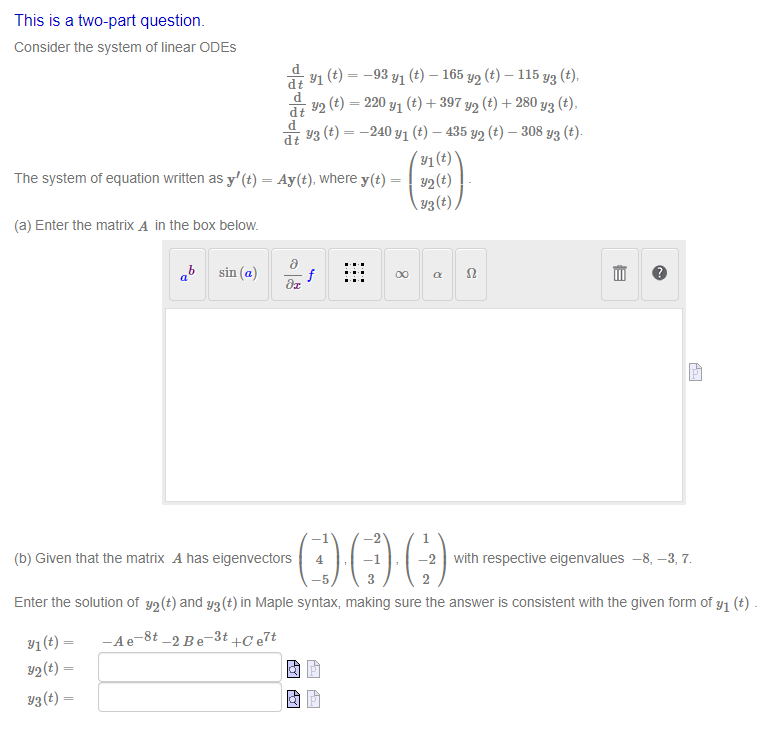 Solved This is a two-part question. Consider the system of | Chegg.com