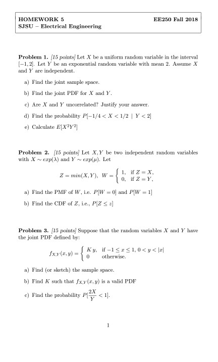 HOMEWORK5 EE250 Fall 2018 SJSU Electrical Engineering | Chegg.com