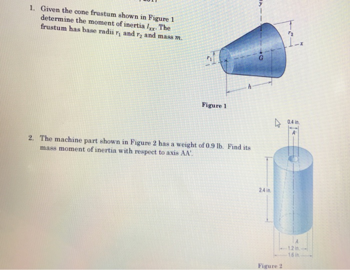 Solved Given the cone frustum shown in Figure 1 determine | Chegg.com