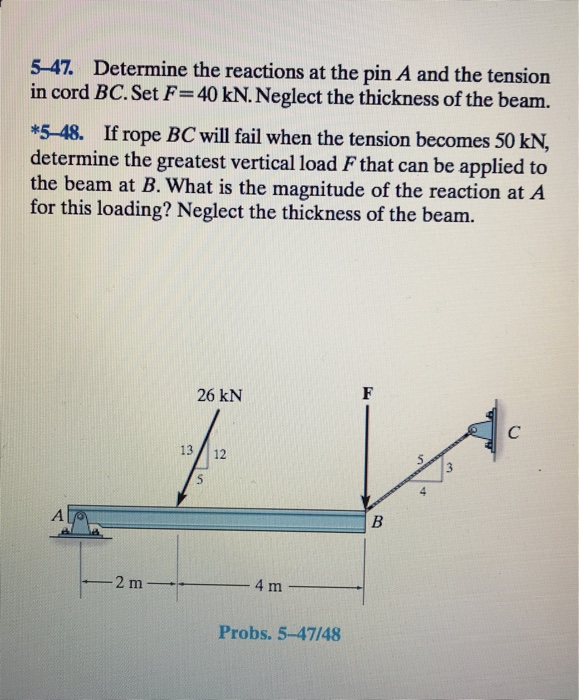 5-47. Determine the reactions at the pin A and the | Chegg.com
