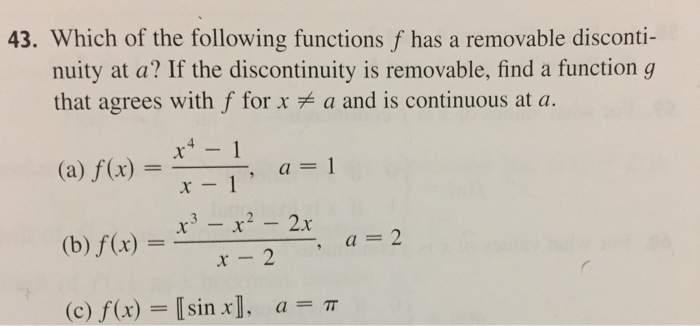 Solved Which of the following functions f has a removable | Chegg.com
