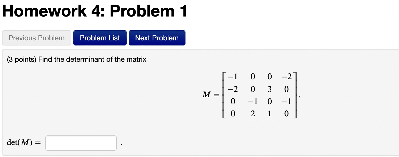 Solved Homework 4 Problem 1 Previous Problem Problem List