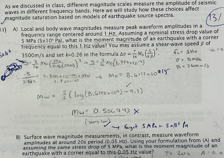 Solved As we discussed in class, different magnitude scales | Chegg.com