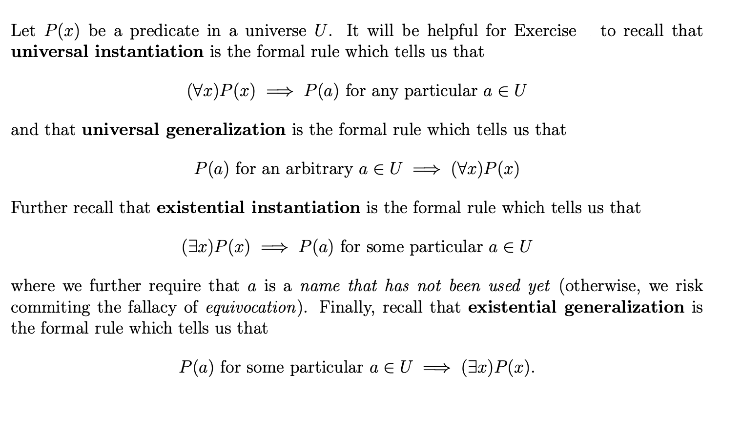Solved Let P(x) be a predicate in a universe U. It will be | Chegg.com