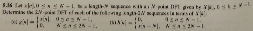 Solved 5.16 Let x[n],0≤n≤N−1, be a length- N sequence with | Chegg.com