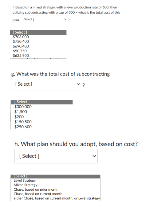 Solved The following is an aggregate plan. The following are | Chegg.com