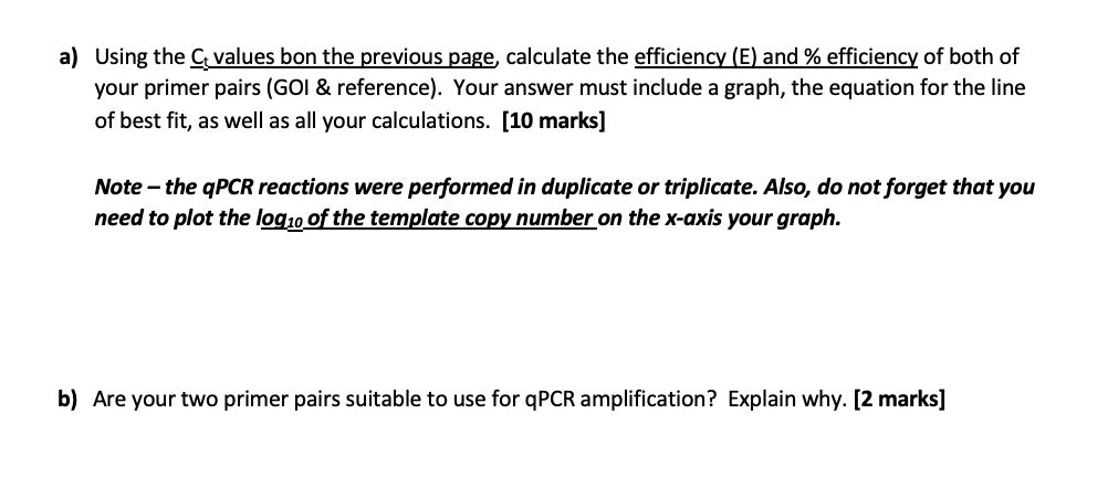 your primer pairs (GOI \& reference). Your answer | Chegg.com