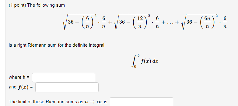 Solved (1 point) The following sum | Chegg.com