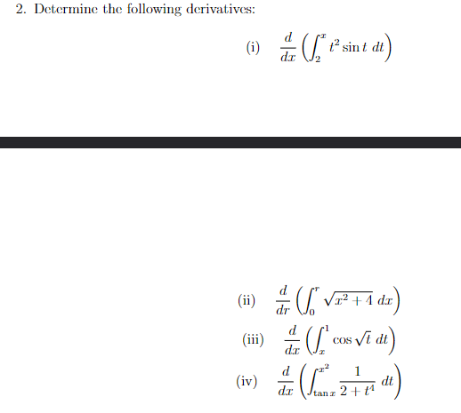 Solved 2. Determine the following derivatives: (i) | Chegg.com