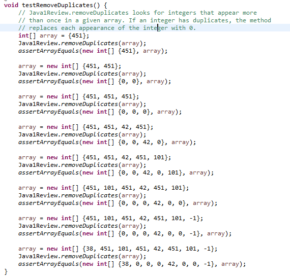 Solved void testRemoveDuplicates() \{ // | Chegg.com