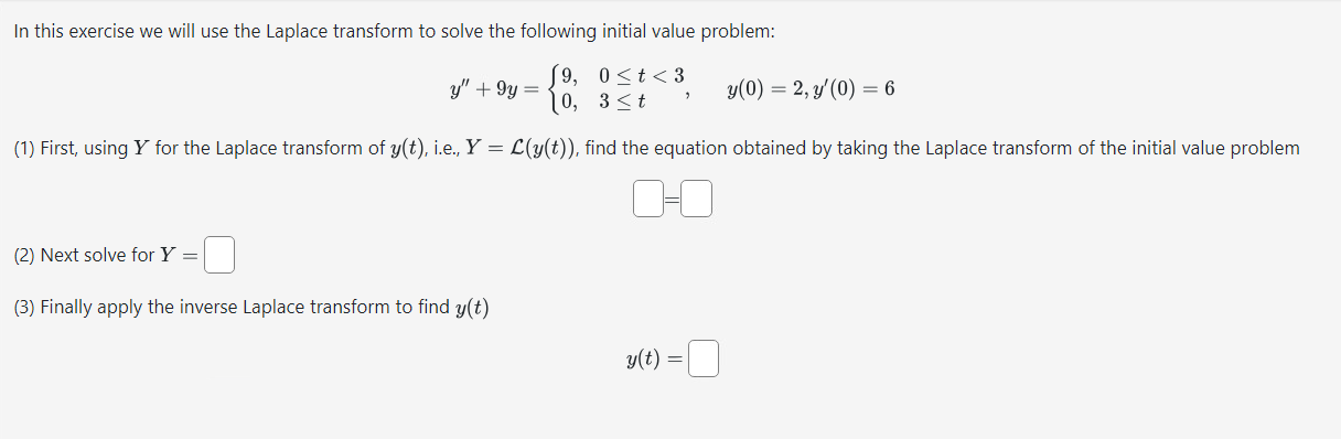 In this exercise we will use the Laplace transform to | Chegg.com
