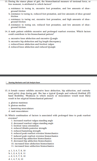 Solved 13. During the stance phase of gait, the | Chegg.com