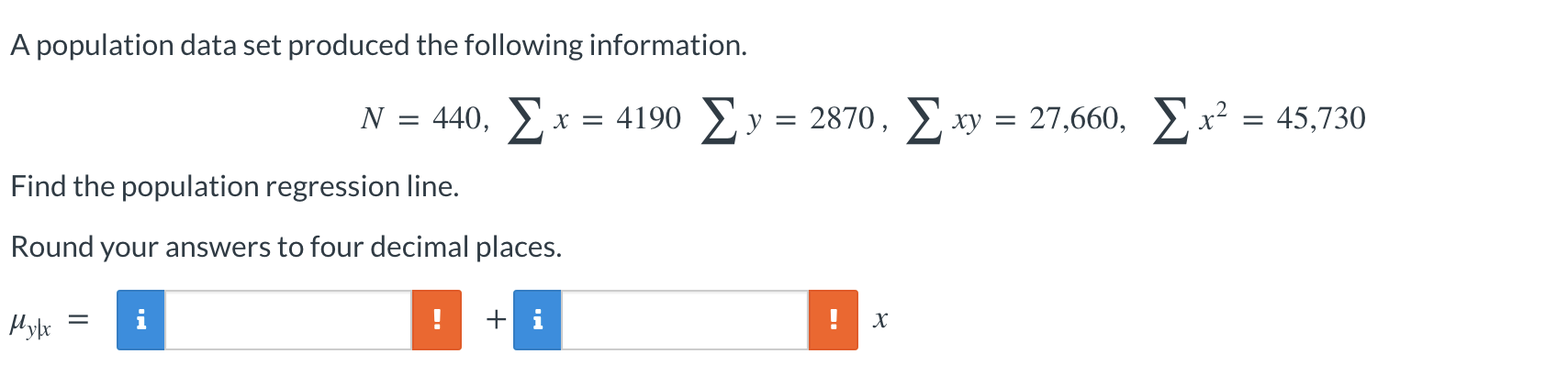 Solved A population data set produced the following | Chegg.com