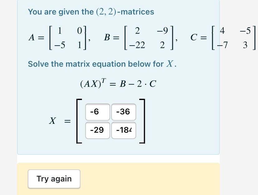 Solved You are given the (2, 2)-matrices 1 2 -9 4 A 1=[' s ] | Chegg.com