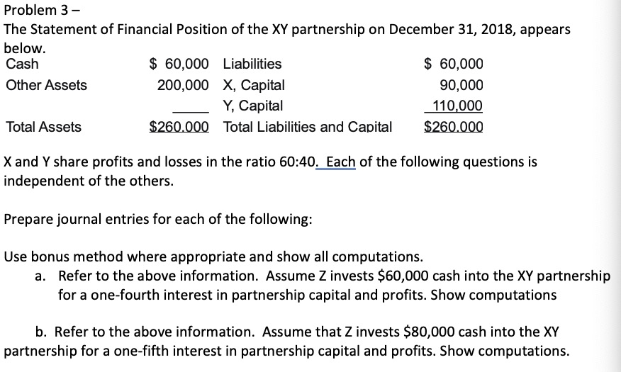 Solved Problem 3- The Statement of Financial Position of the | Chegg.com