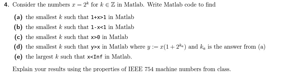 Solved 4. Consider the numbers x=2k for k∈Z in Matlab. Write | Chegg.com