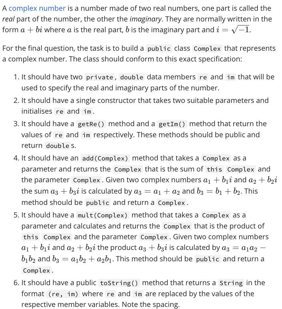 Solved A complex number is a number made of two real | Chegg.com